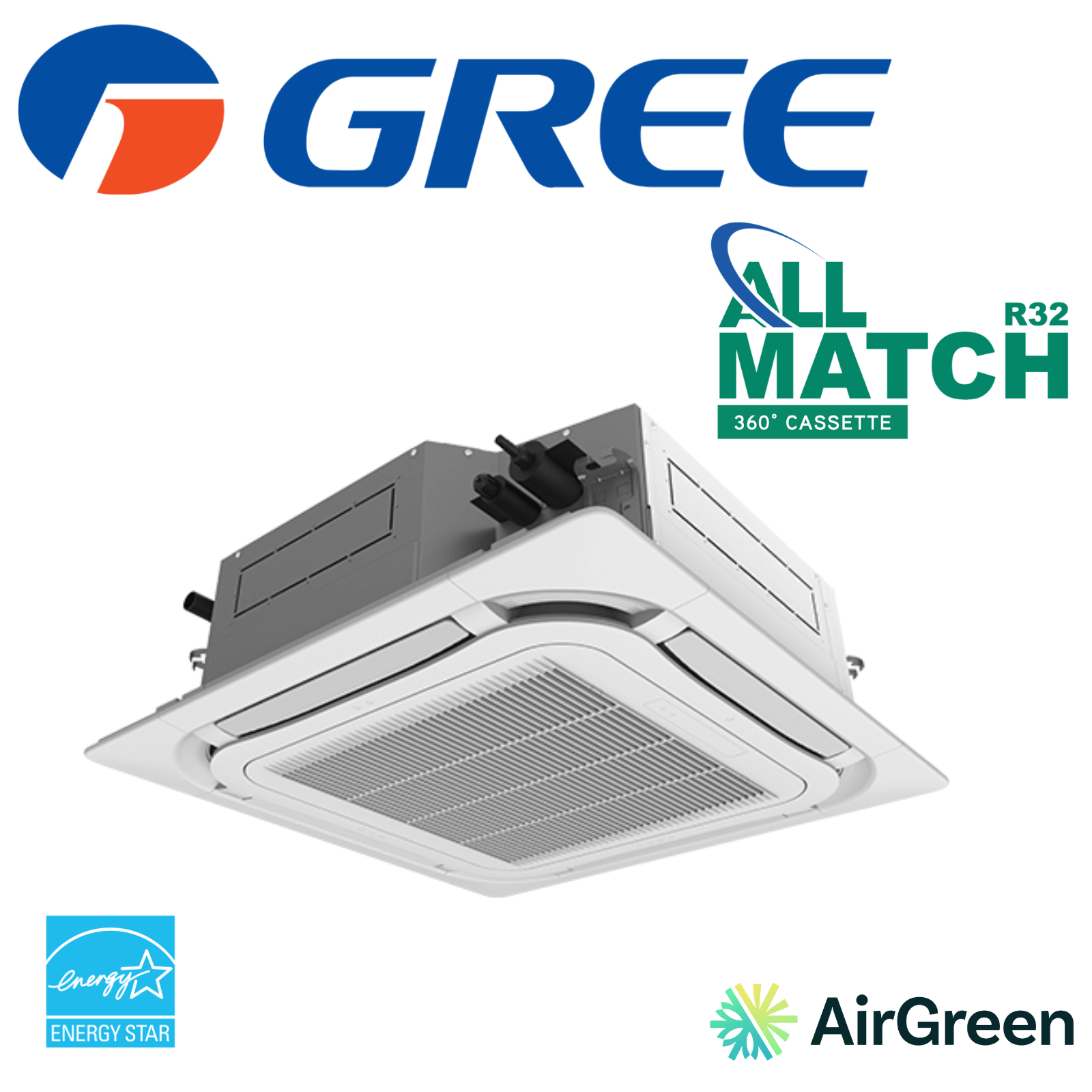 Cassette de Plafond 360° GREE All Match R32 | 36 000 BTU – AirGreen Climatisation & Chauffage ...