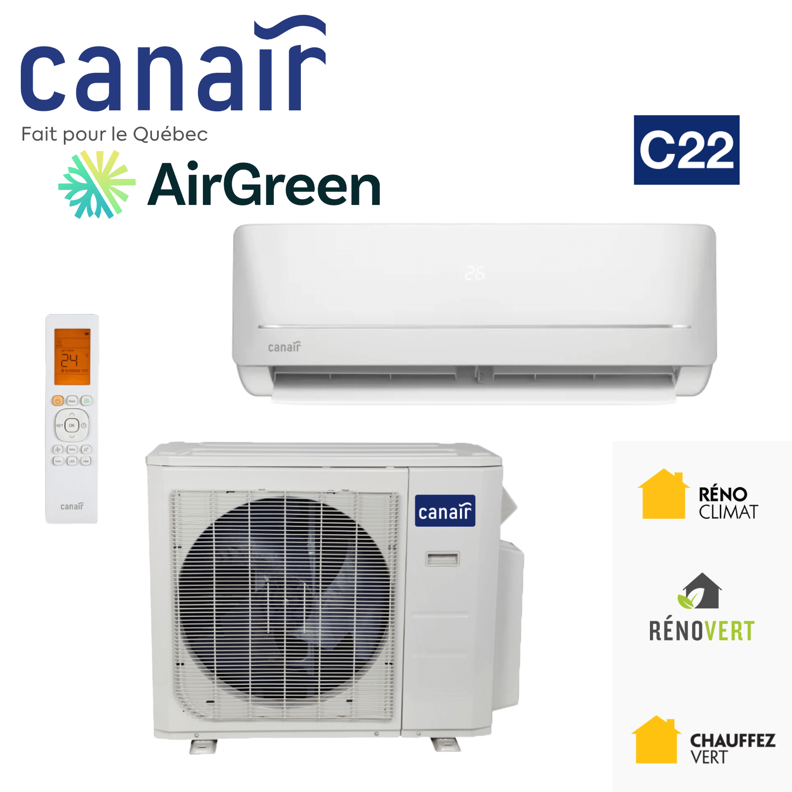 Thermopompe Murale CanAir C22 | 12000 BTU | Montréal, Laval, Longueuil – AirGreen Climatisation ...