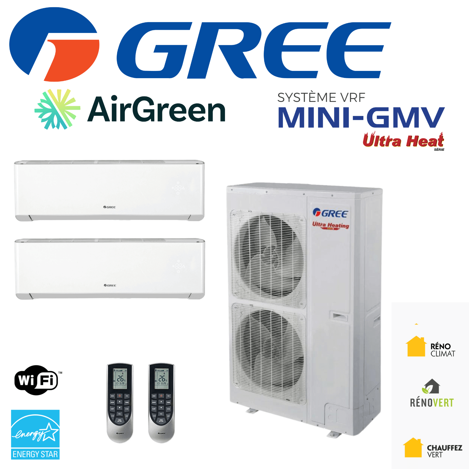 VRF system | GREE Mini-GMV | 2-Zones | 48,000 BTU | Montreal, Laval