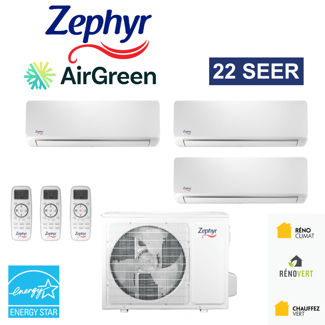 Thermopompe 3-Zone Zephyr 22 | Compresseur 24000 BTU | Montréal, Laval ...