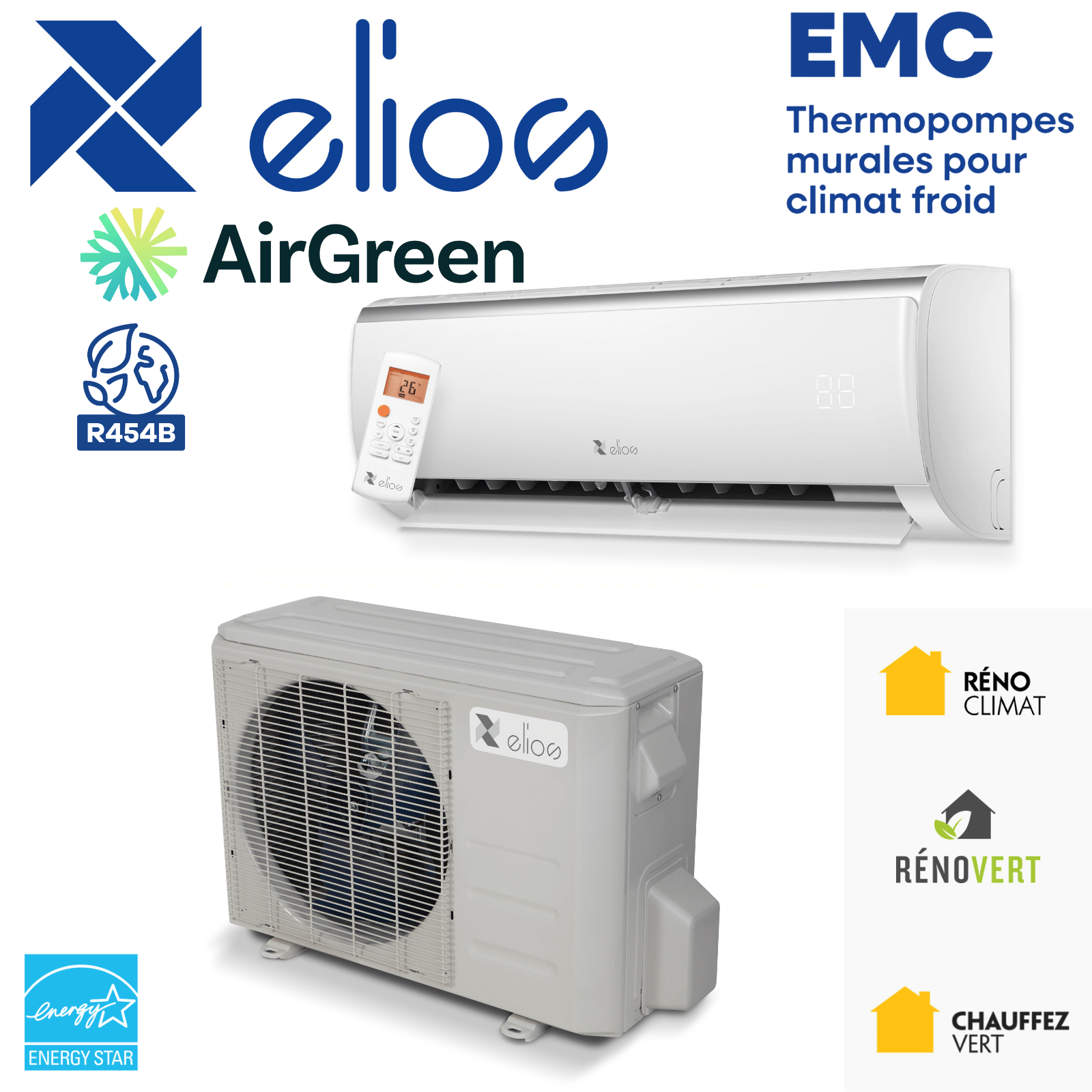 ELIOS EMC Wall-Mounted Heat Pump | 12,000 BTU - R454B | South Shore