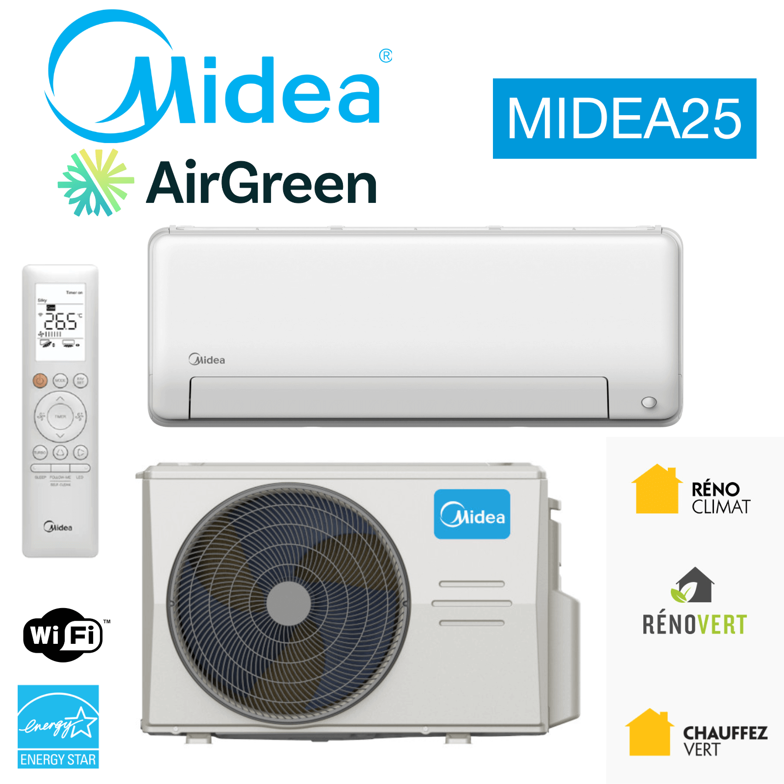 Thermopompe Murale MIDEA25 | 18 000 BTU | Montréal, Rive Sud, Rive Nor ...