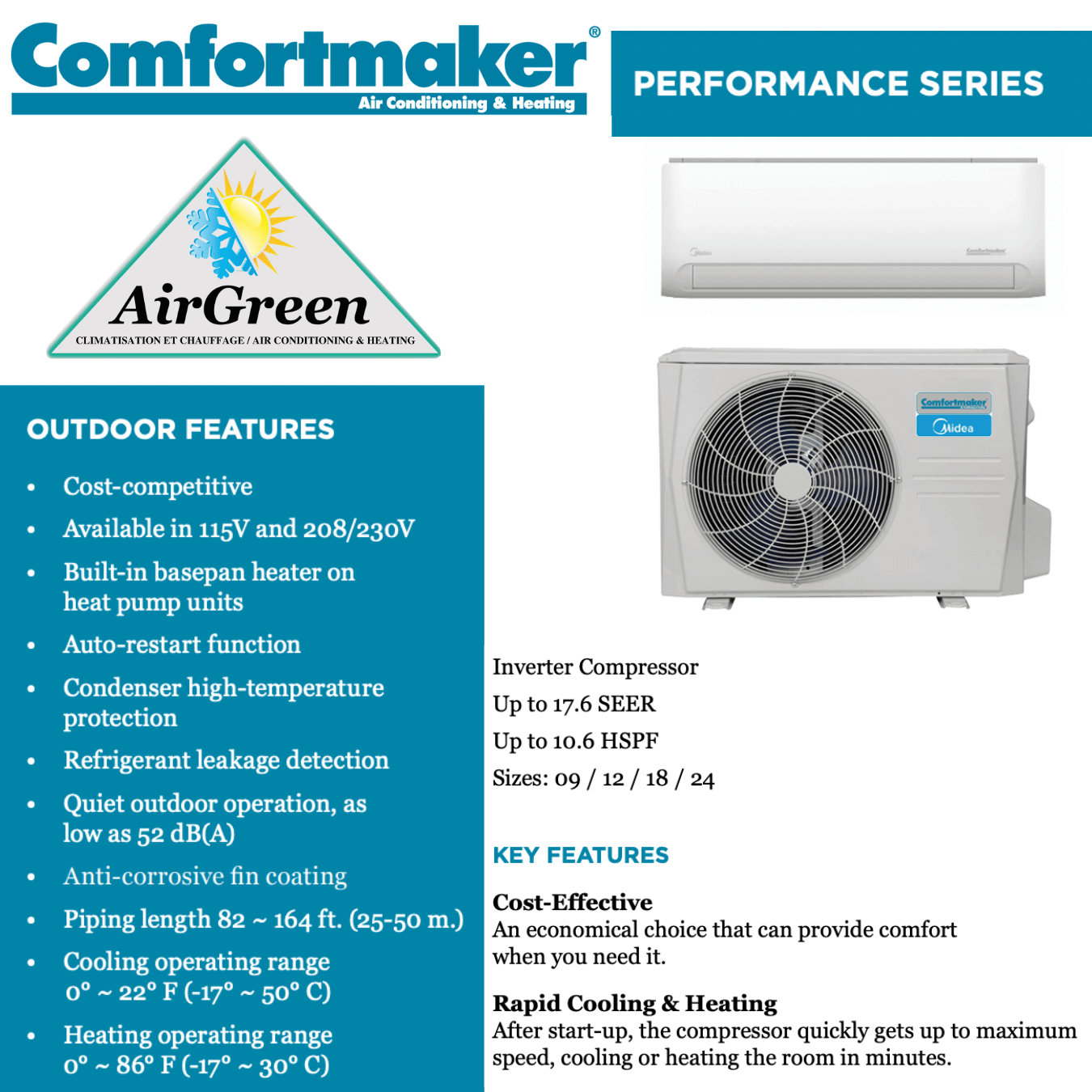 Mural Heat Pump 12 000 BTU Comfortmaker DLCERA Montreal – AirGreen ...