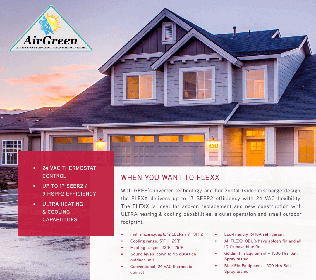 Thermopompe Centrale Gree FLEXX 3 Tonnes Montréal, Laval, Longueuil – AirGreen Climatisation ...